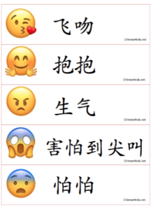 Smiley Emoji Chinese vocabulary for Kids