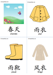 Seasonal Clothes Chinese Learning pack
