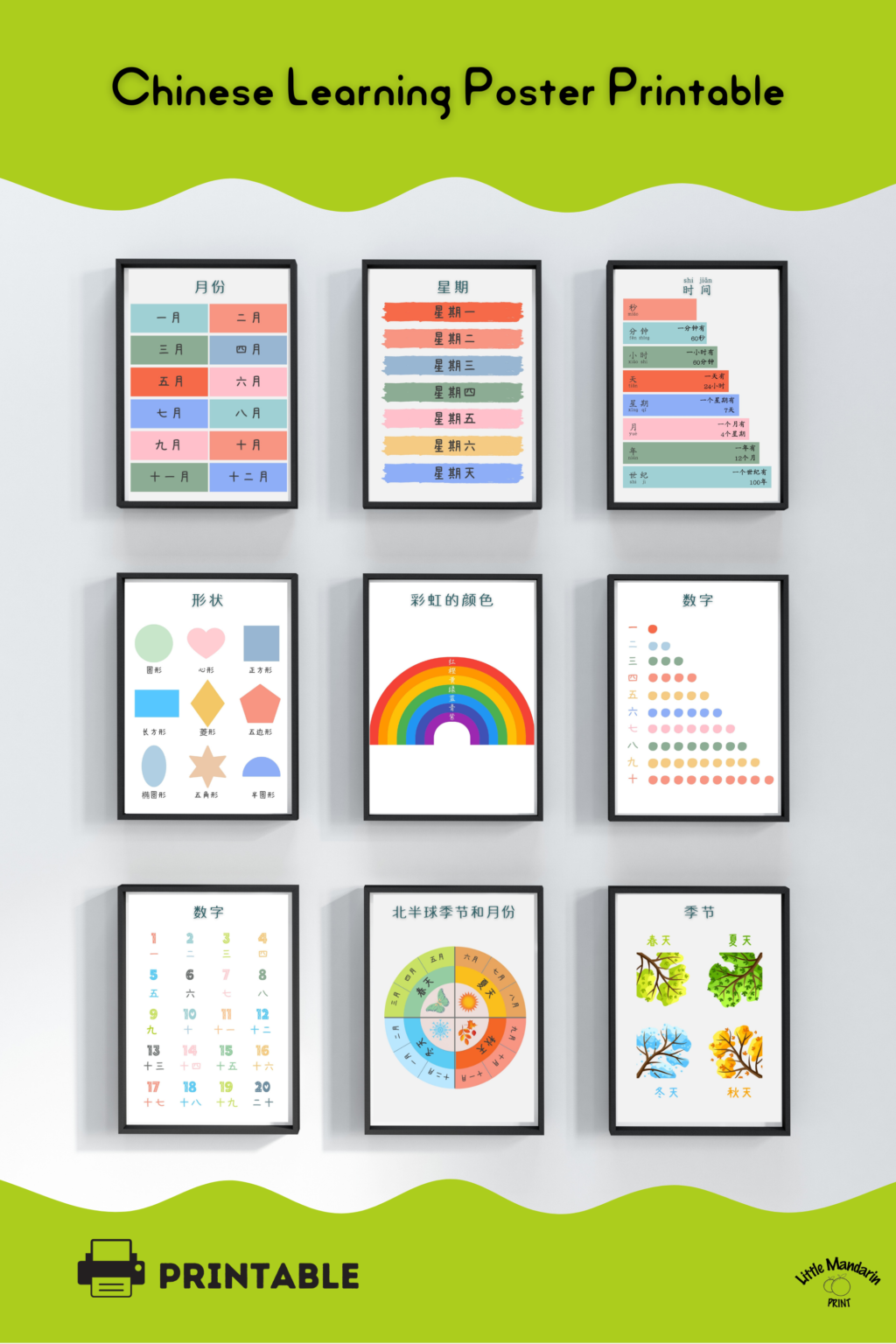 9 Chinese Learning Posters for Homeschool and Classroom