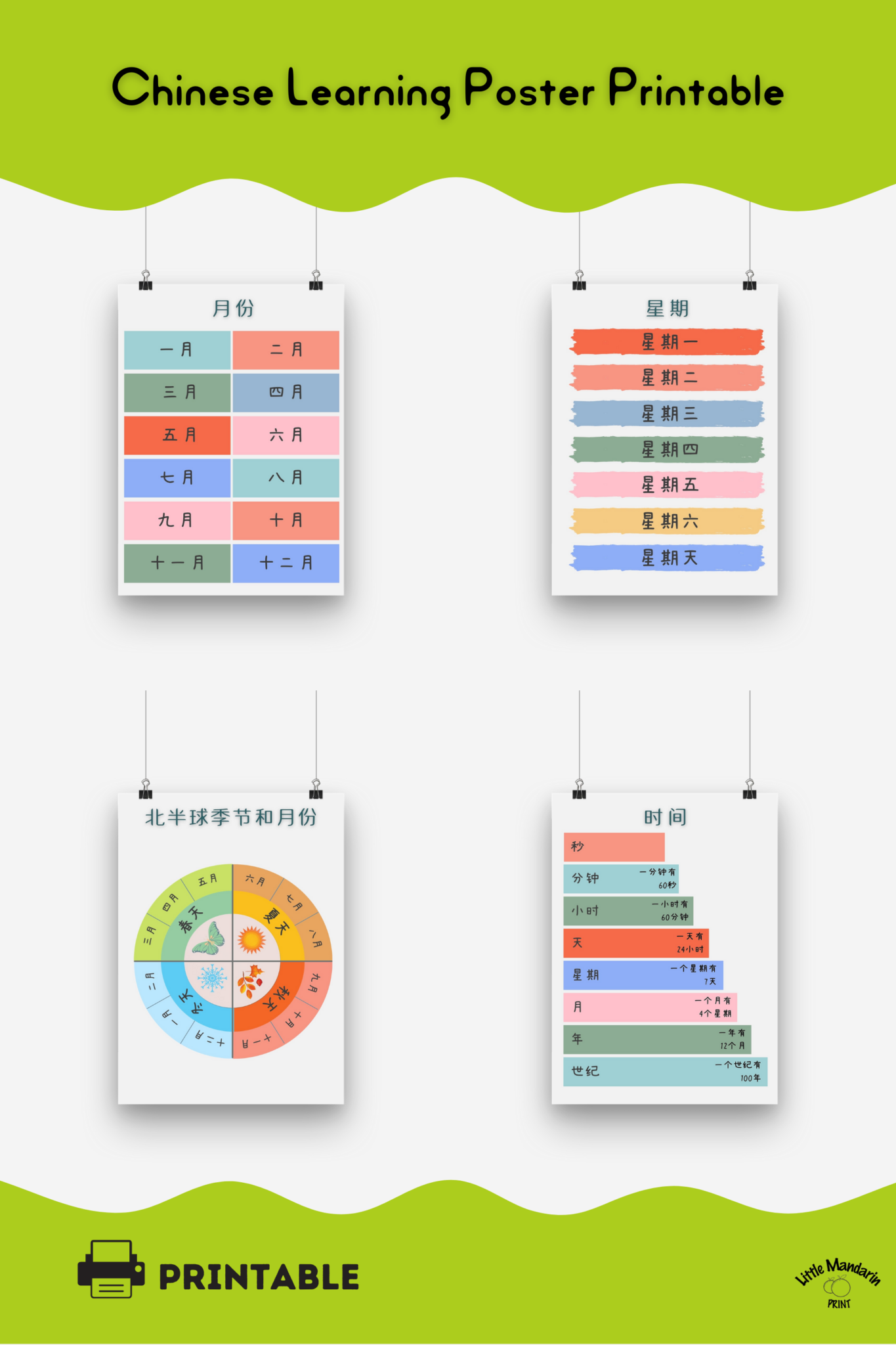 9 Chinese Learning Posters for Homeschool and Classroom