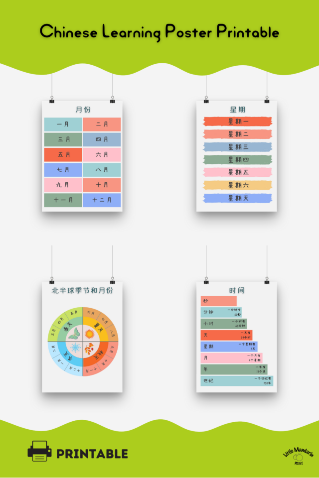 9 Chinese Learning Posters for Homeschool and Classroom