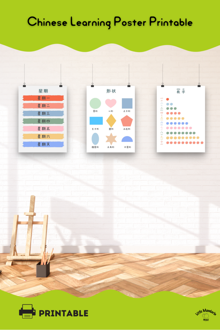 9 Chinese Learning Posters for Homeschool and Classroom