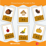 Autumn Chinese Montessori 3-Part Flashcards - Digital Printable