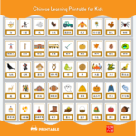 Autumn Chinese Montessori 3-Part Flashcards - Digital Printable
