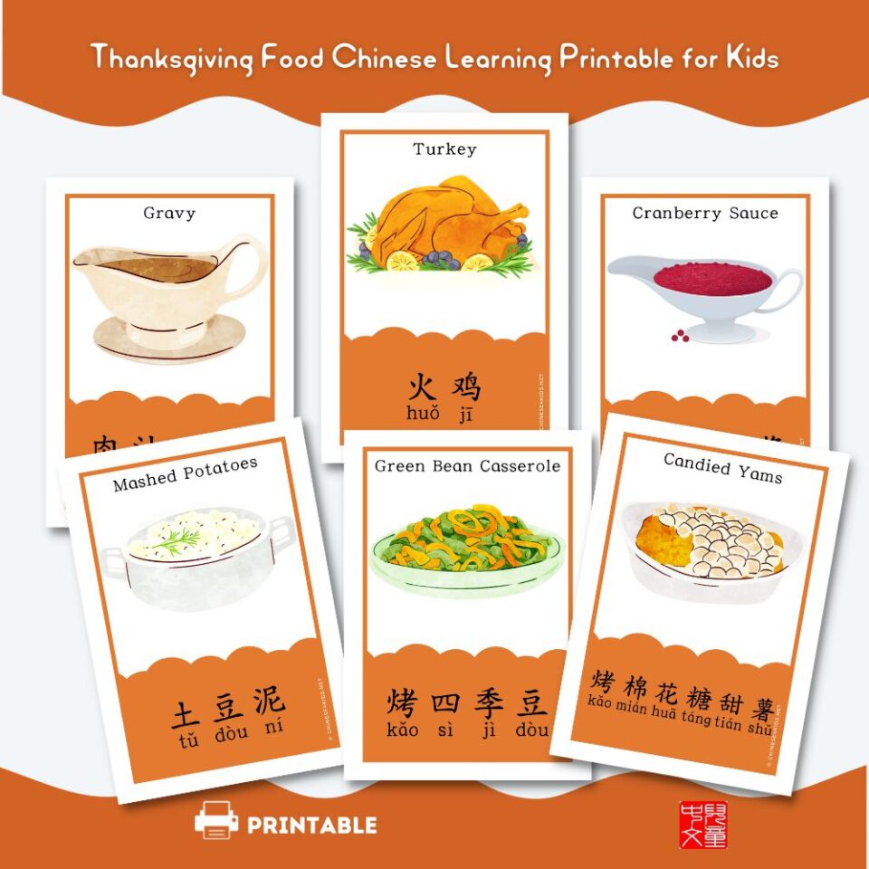 Thanksgiving food Chinese Vocabulary Flashcards