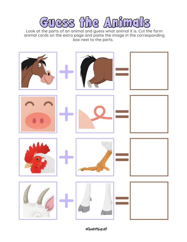 Farm Animals Chinese Learning Pack for Kids