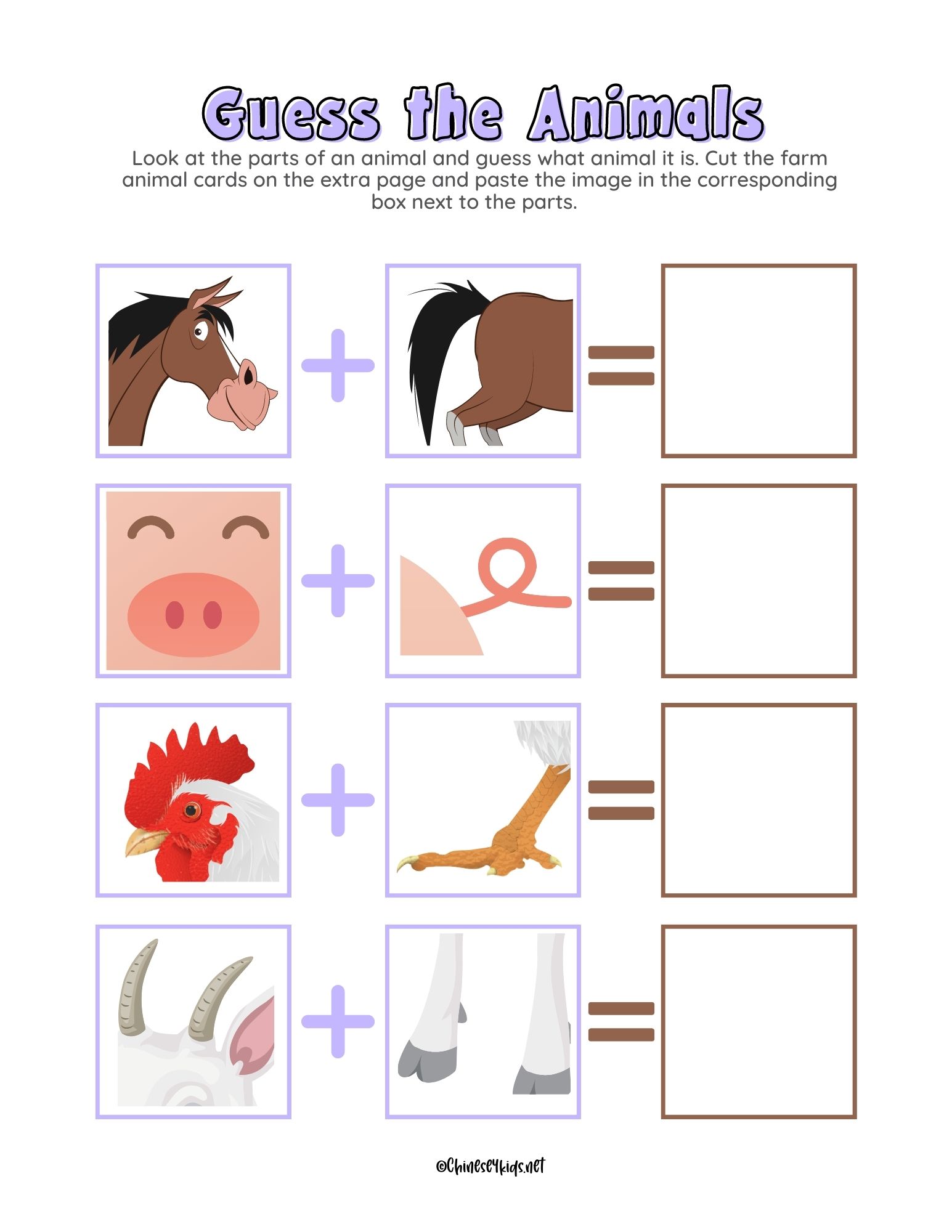 Farm Animals Chinese Learning Pack for Kids