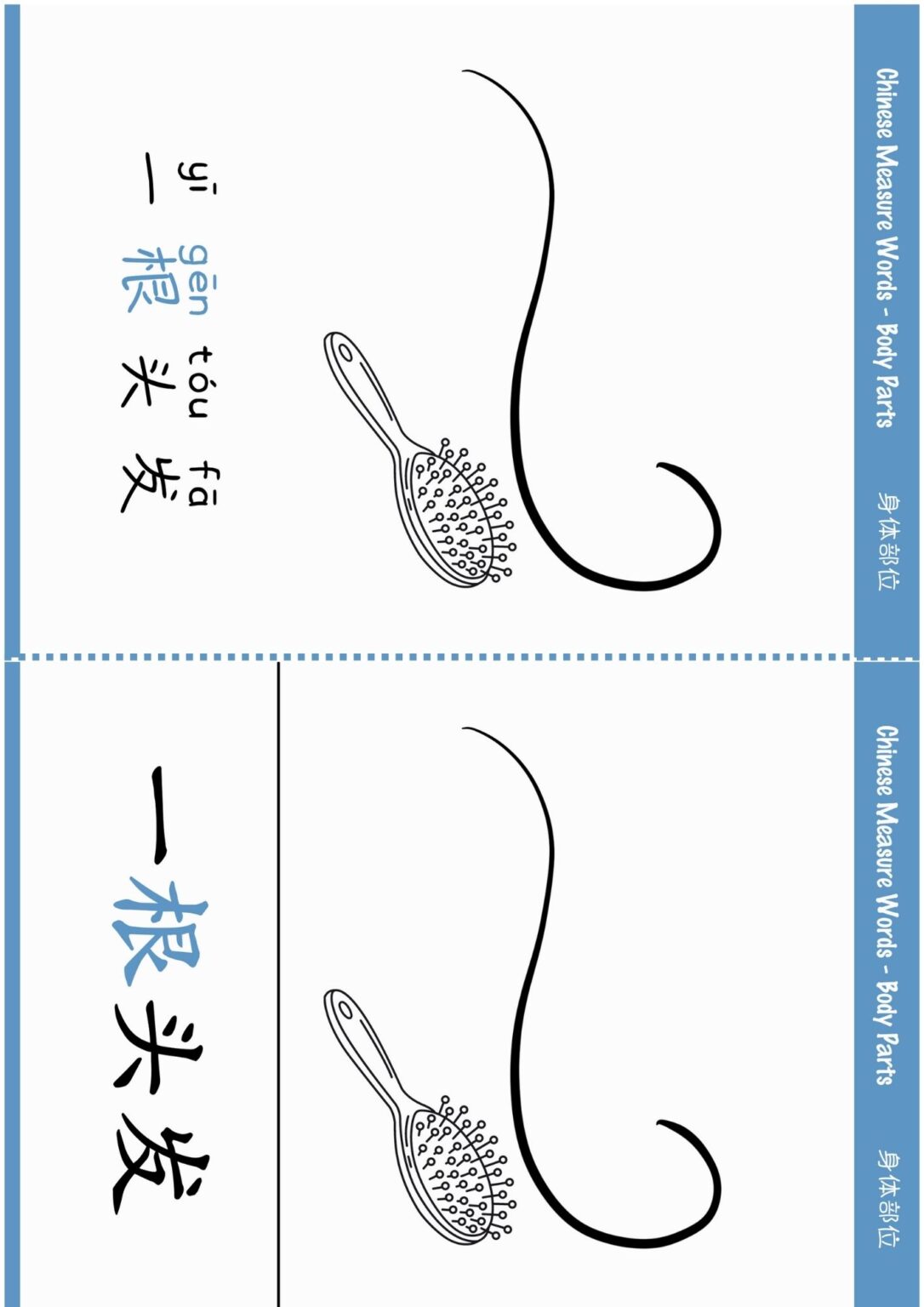 Chinese Measure Words for Body Parts Montessori Flashcards