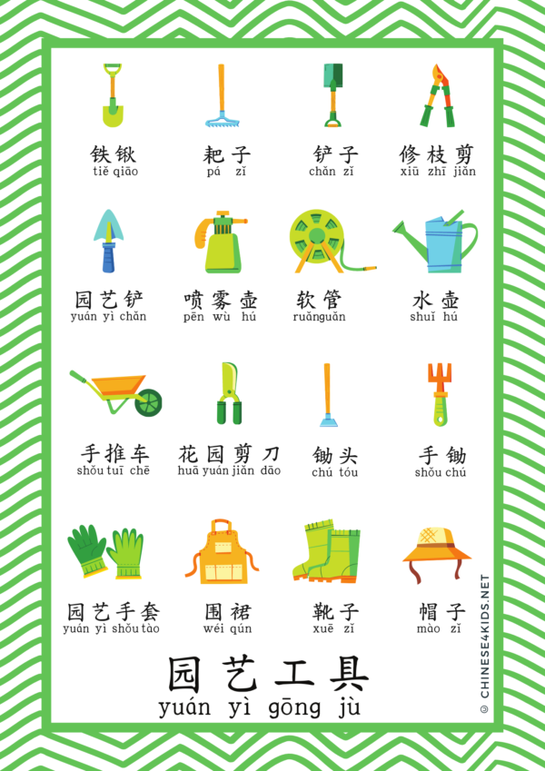 Gardening and Plants Chinese Learning Activities for Kids