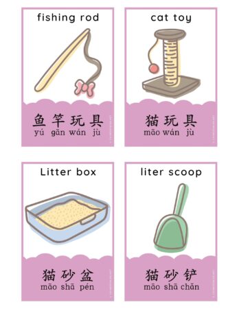 Pets and Pet Accessories Montessori Chinese Learning Flashcards