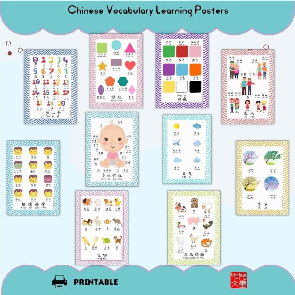 Chinese Vocabulary Learning Posters