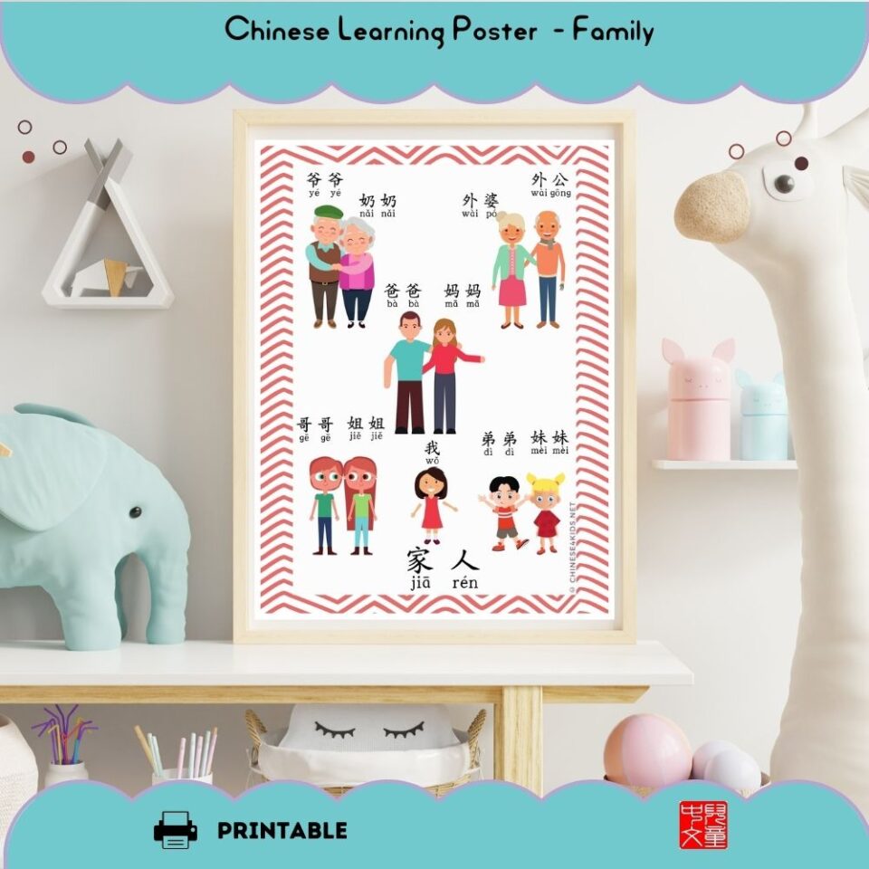 Chinese Basic Vocabulary Poster Bundle - Digital Printable