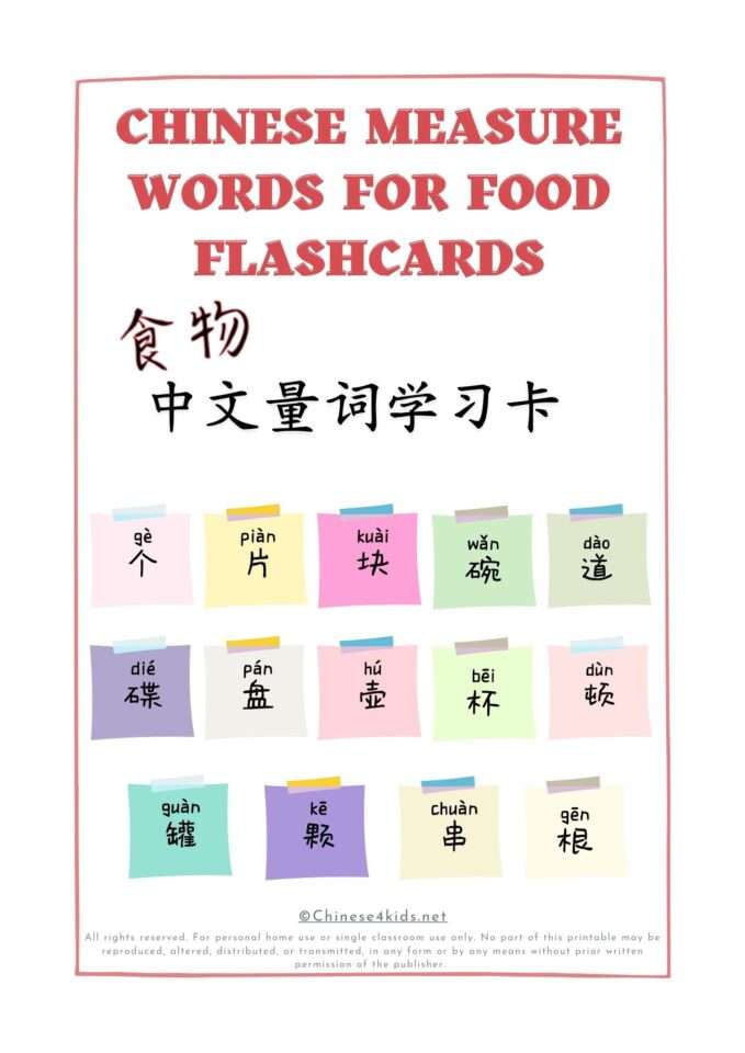 Chinese Measure Words for Food