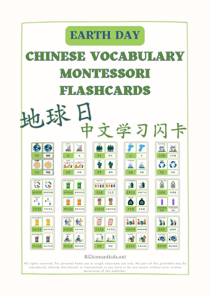 Earth Day Chinese Flashcards