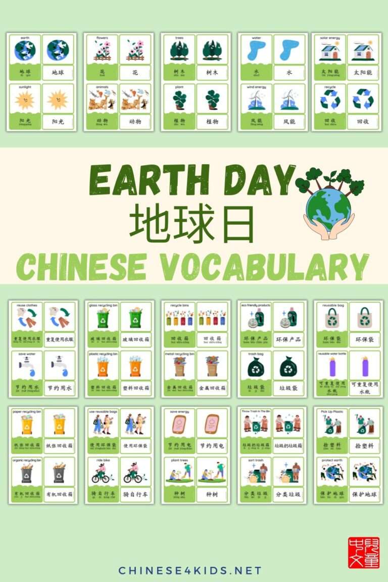 Earth Day Chinese Flashcards