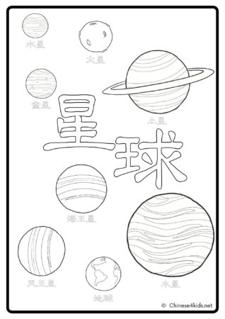 Planets Chinese Learning Pack for Kids - Digital Printable