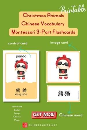 Christmas Chinese Vocabulary Learning Montessori Flashcards