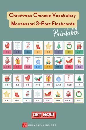 Christmas Chinese Vocabulary Learning Montessori Flashcards