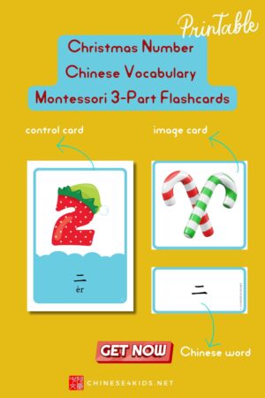 Christmas Chinese Vocabulary Learning Montessori Flashcards